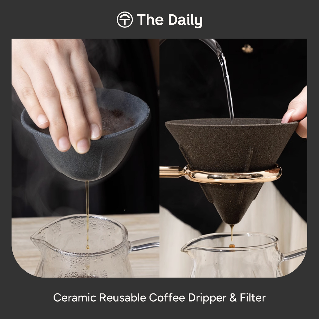 Ceramic Reusable Coffee Dripper and Micro Filtration Filter - Washable ...