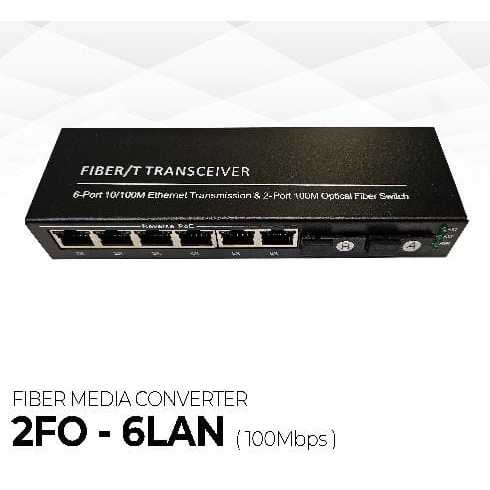 Media Converter 2 FO 6 LAN 10/100 Ethernet Switch Fiber Optic Media Converter 2fo 6lan 100Mbps ...