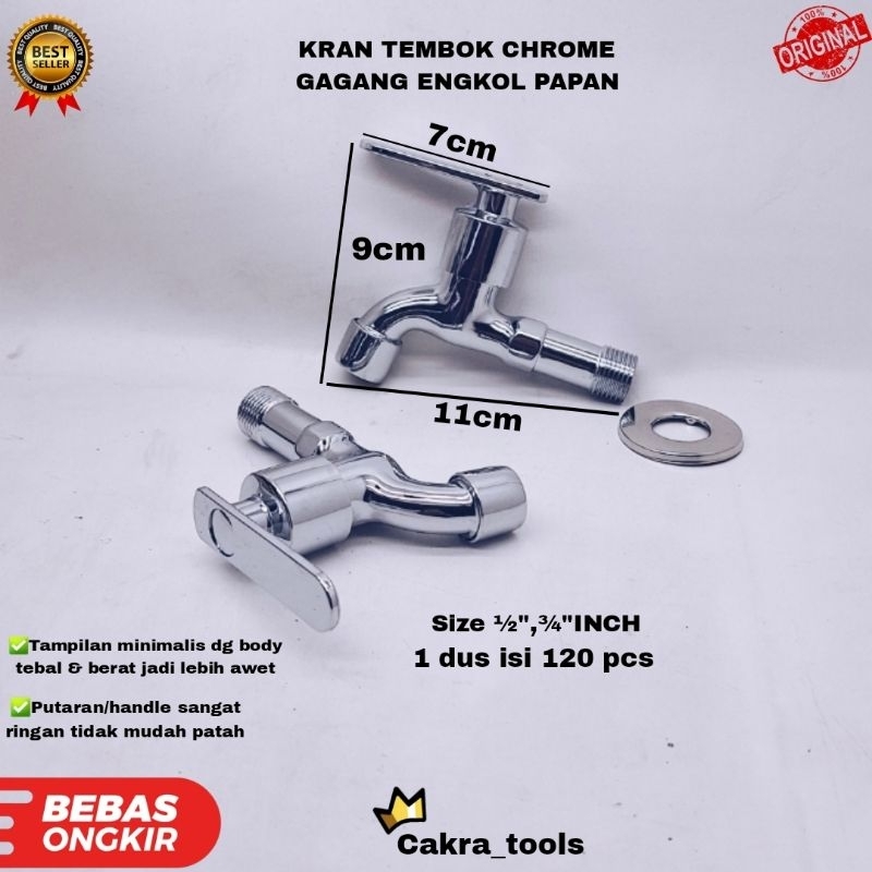 Chrone WALL FAUCET 1/2" BOARD CRANK HANDLE, 3/4" inch / STAINLESS WALL ...