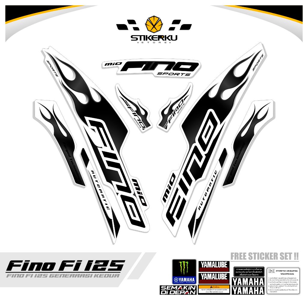 STICKER FINO 125 FI / MTF 18 / STRIPING FINO NEW F1 / STEERING FINO S ...