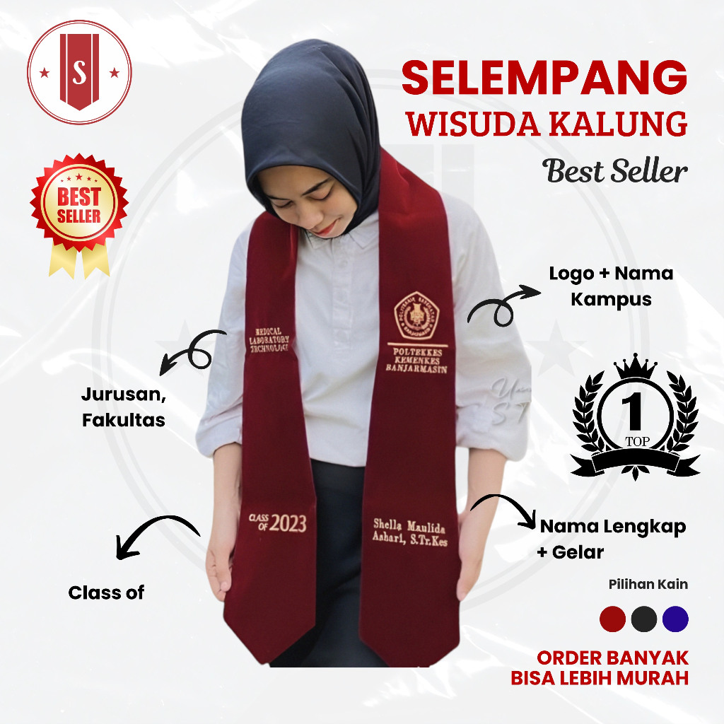 (1 Layer-immediately Finished) Graduation Sash with Computer ...