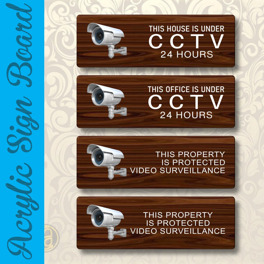 Acrylic Warning Sign Writing Watch Out for 24 Hour CCTV Camera, 10 x 30 ...