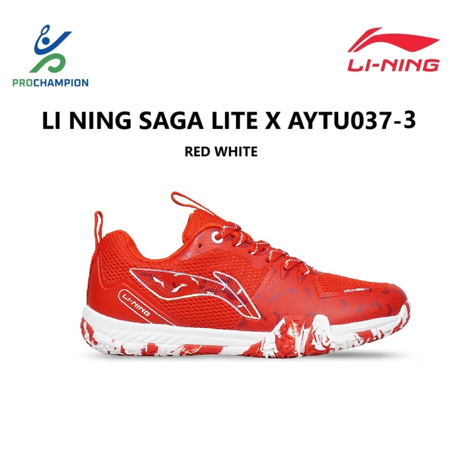 New! Badminton Shoes Lining Saga Lite X Shoes Li-Ning SAGA LITE X Red ...