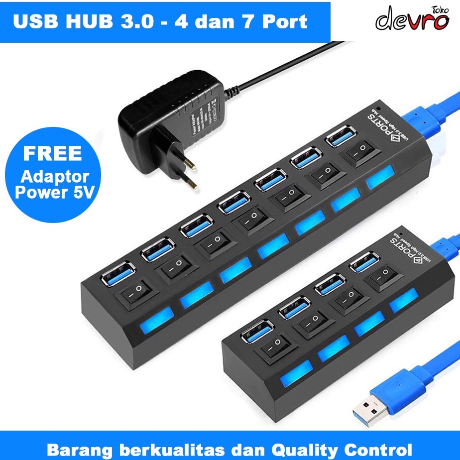 Latest Trends USB Hub 3 4 Ports and 7 Ports Free Power Supply Adapter ...