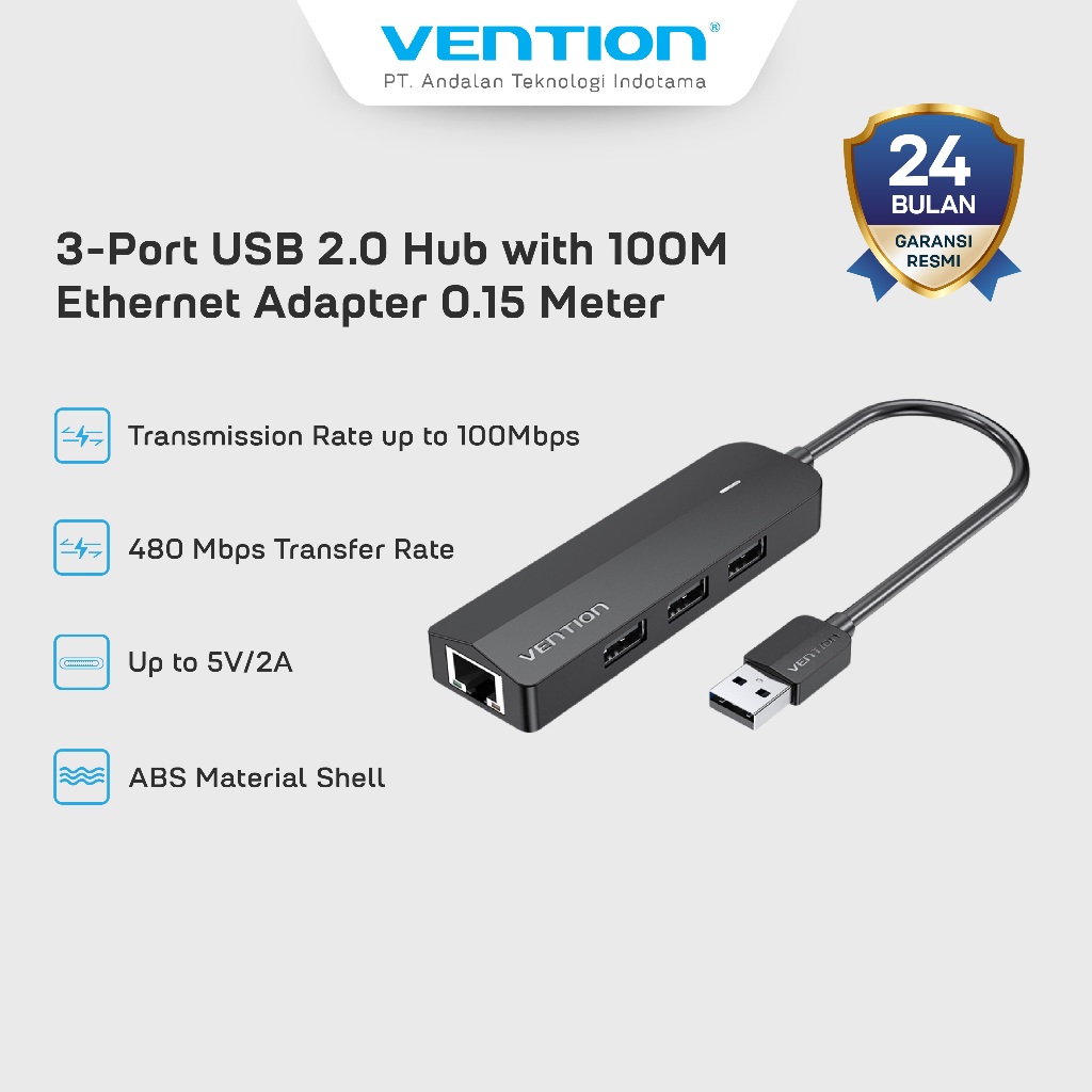 Vention USB Hub 2.0 Lan Ethernet With Power Port Adapter - CHP | Shopee ...