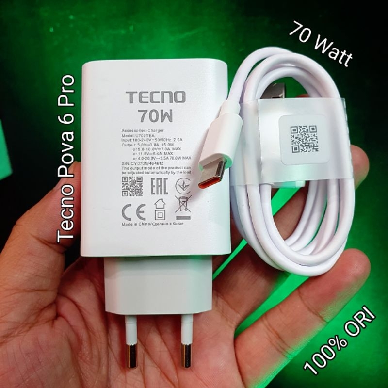 Tecno Pova 6 / Pova pro 70 Watt Charger Original 100% Original Fast Charging | Shopee Philippines