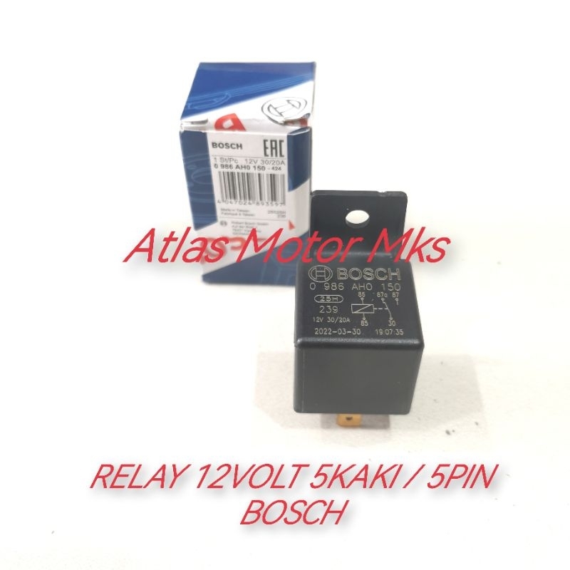 [1PC] Bosch RELAY 12VOLT 30/20AMPER 5KAKI / 5PIN ORIGINAL BOSCH - 12V ...