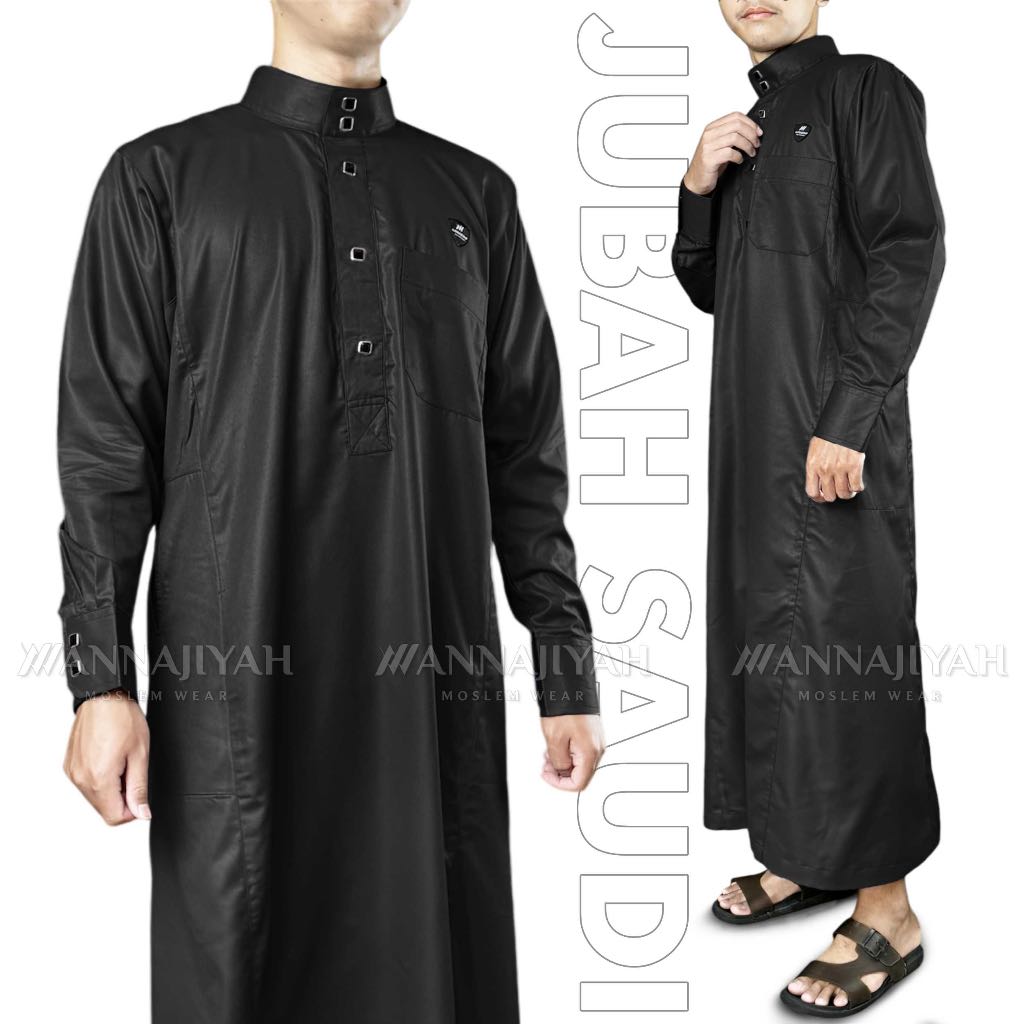 Saudi Thobe Premium Plain Gamis Robe for Adult Men, Premium and Shiny ...