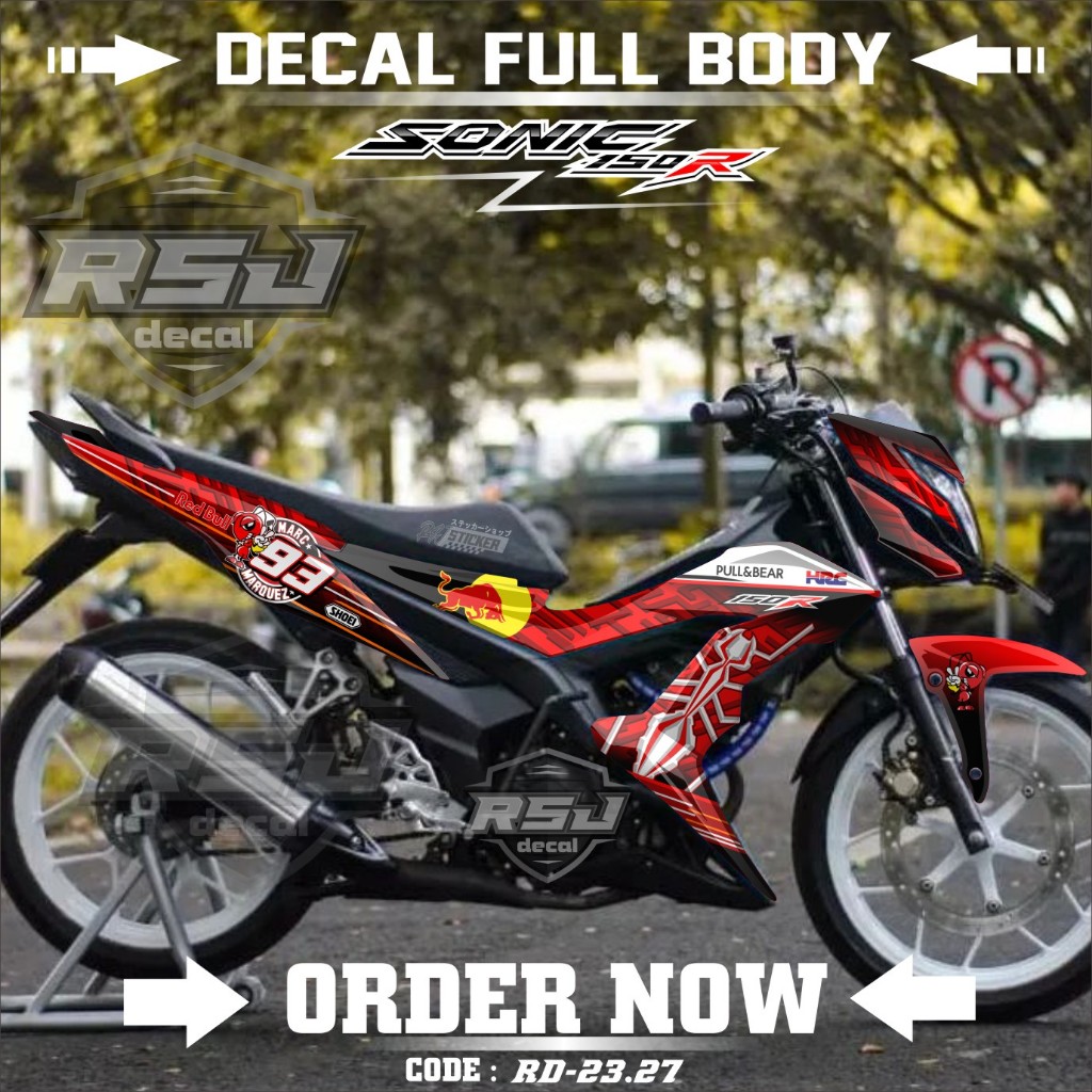 MERAH Decal Sticker Honda SONIC 150R Fullbody Full Block Latest Red Ant ...