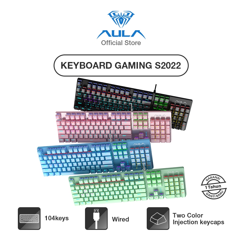 Aula Mechanical Gaming Keyboard 104 Keys Layout Blue Switch RGB Display ...