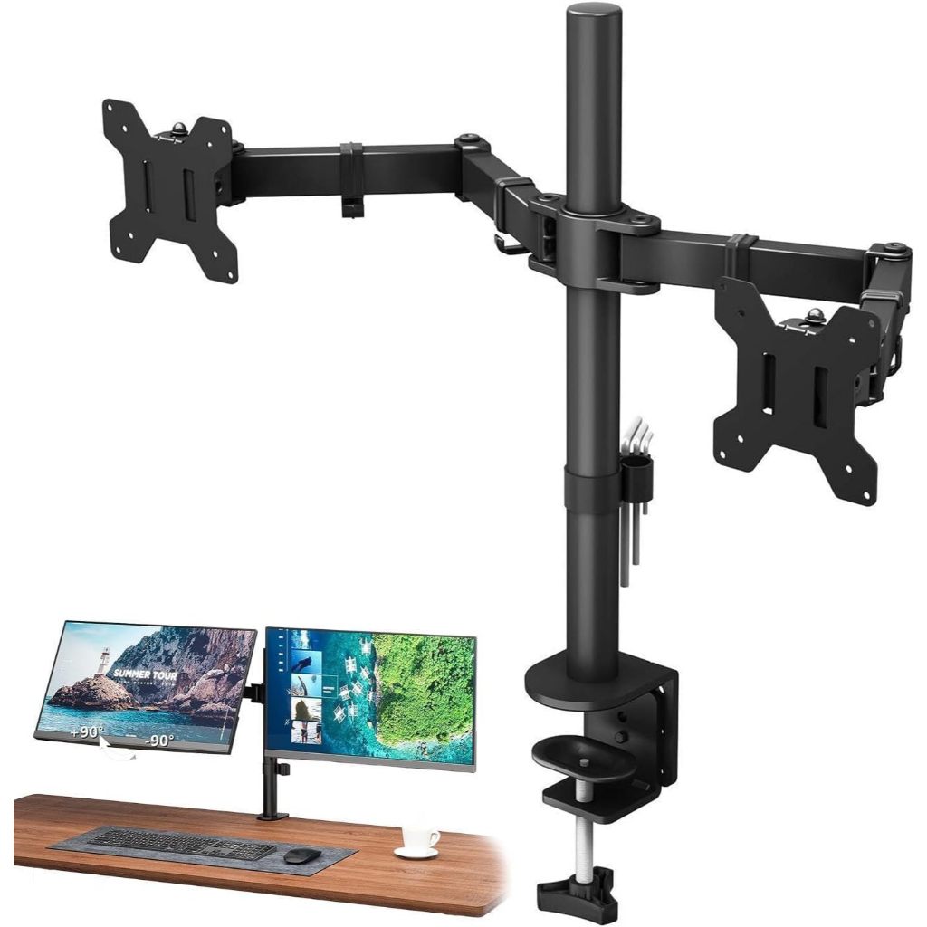 Vesa Dual Arm Table Mount Monitor Bracket 100 x 100 13-27 Inch | Shopee ...