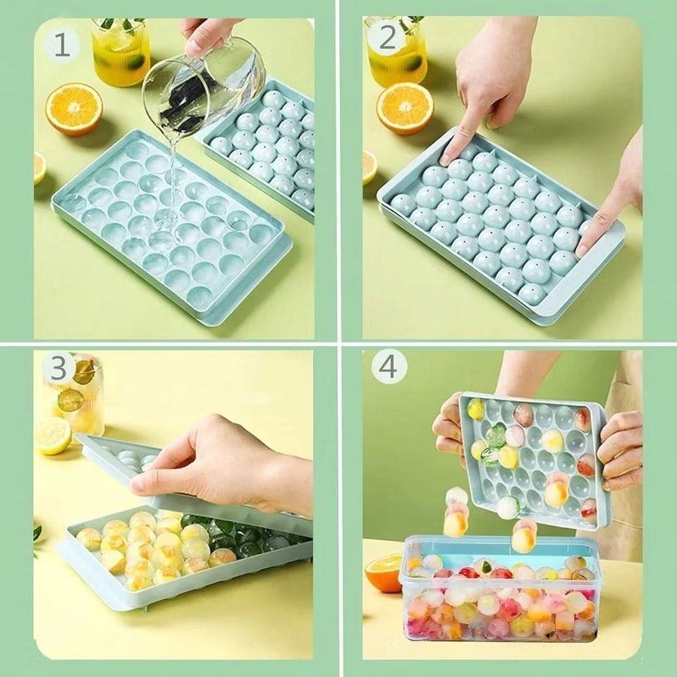 33 Grid Round Ice Cube Mold Food Grade Cute Fruit Pudding Round Jelly ...