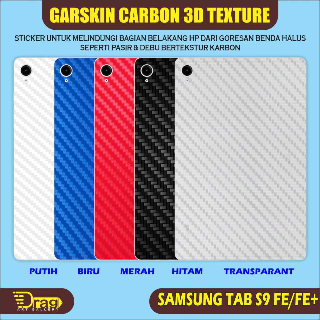 Back skin Sticker Carbon SAMSUNG Tab S9 FE / FE Plus + Garskin Carbon ...