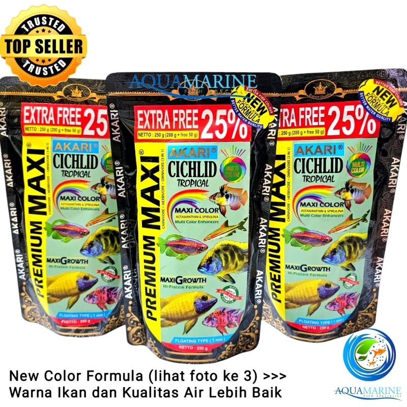 AKARI PREMIUM MAXI Cichlid Tropical Multi Color Pellets 250gr cichlid ...
