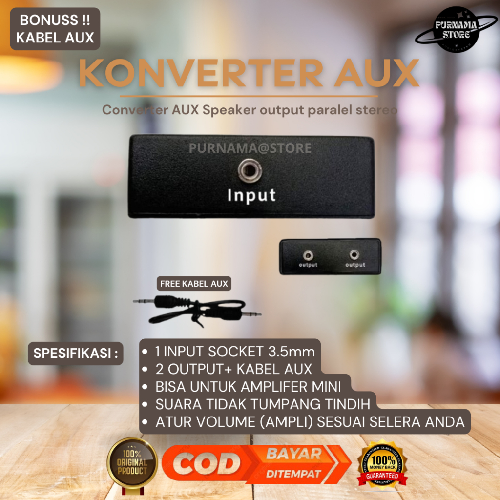 Aux to aux Converter / aux terminal 1in 2 Stereo outputs | Shopee ...