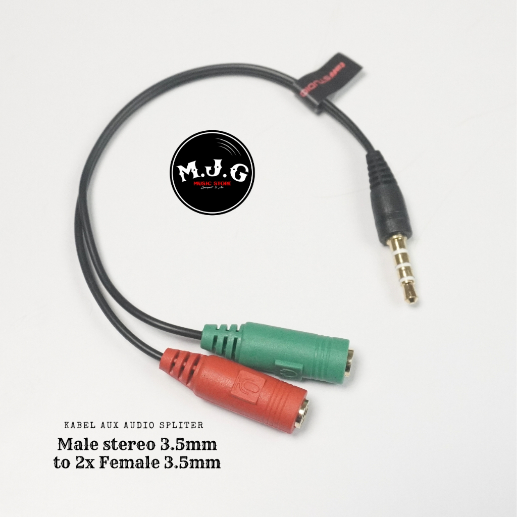 Aux splitter jack male 3.5mm to headphones and mic 3.5mm | Shopee ...
