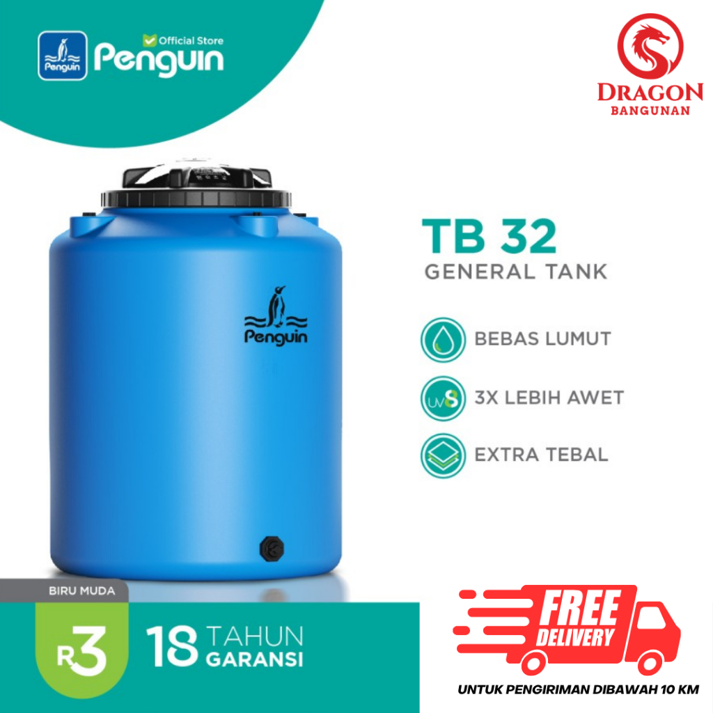 Penguin TB 32 Light Blue Water Tank, 300 Liter Capacity - Penguin Water ...