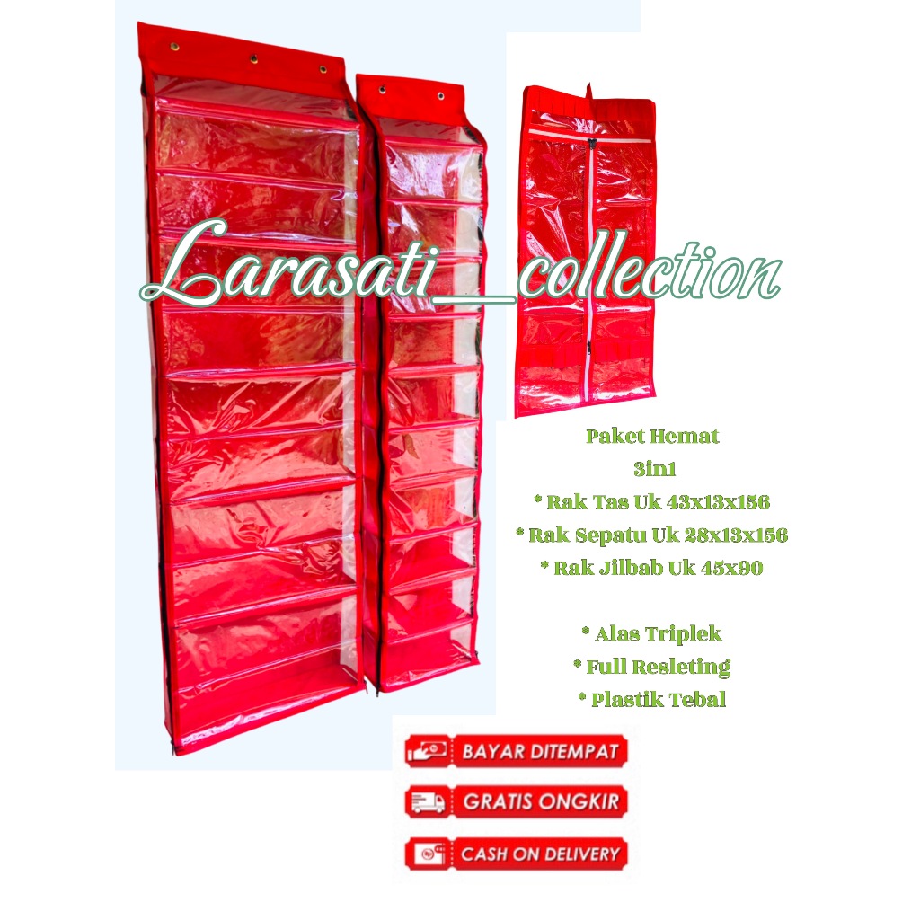 3 in 1 Shelf Set, Hanging Bag Rack, Hanging Shoe Rack and Hanging Hijab ...