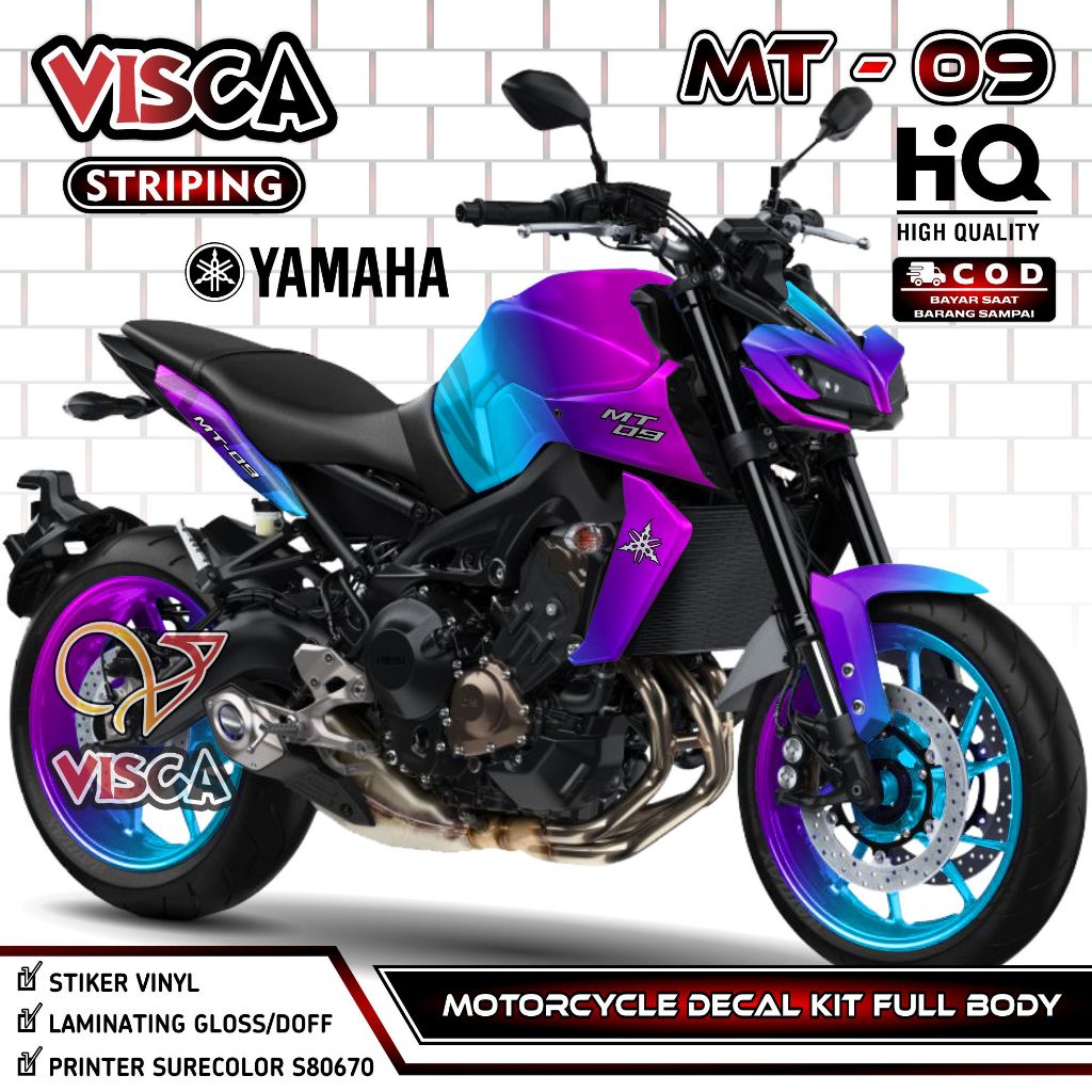 MT 09 Full Body Decal / MT 09 Fullbody Motorcycle Sticker / MT-09 Decal ...