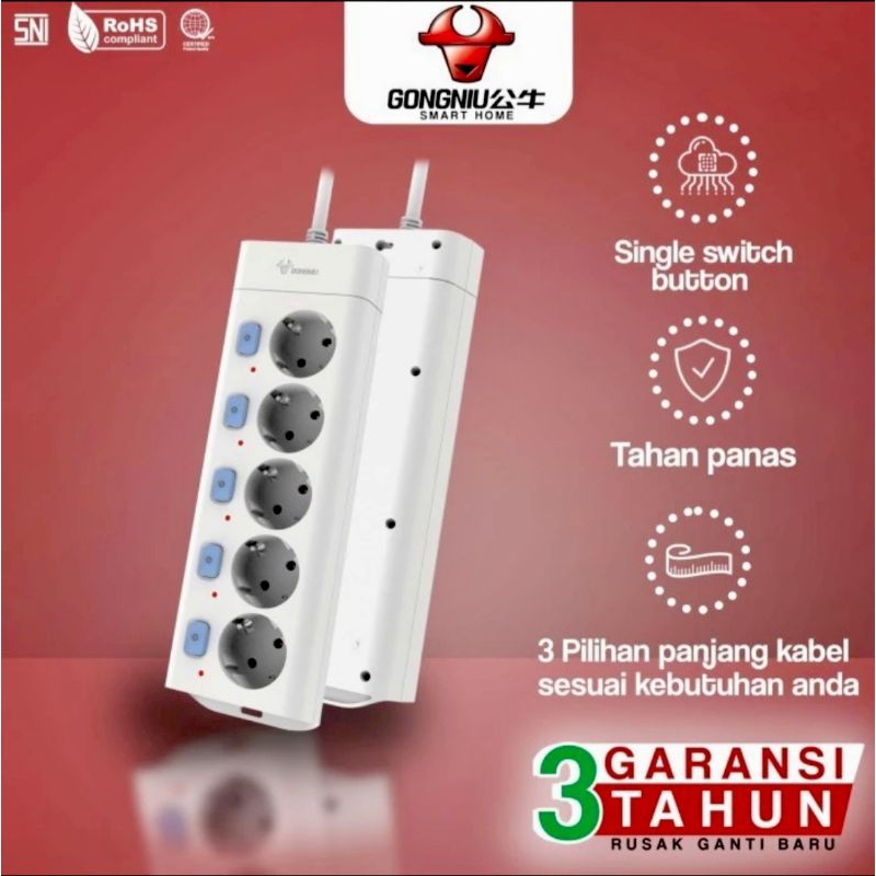 Goneo G 3050 Multi Socket On Off Switch 3 Meters Length 5 Brass Multi ...