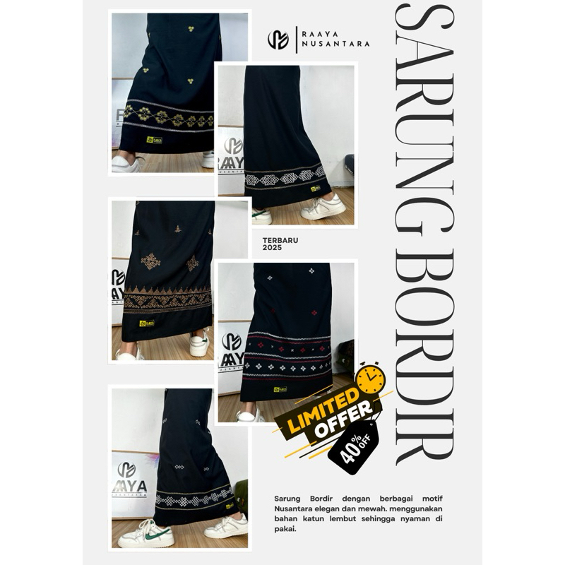 KATUN RAAYA Embossed Embroidered Sarong with arabic Acehnese motif ...