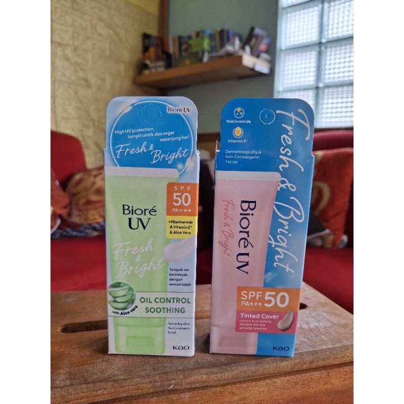 Biore UV Fresh & Bright Sunscreen SPF 50 PA ++++ Series Tube 30gr ...