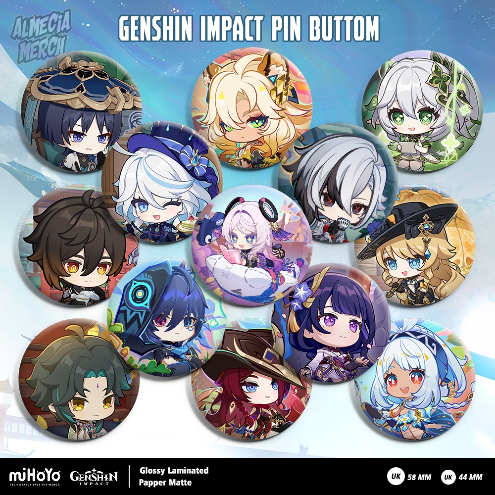 Genshin Impact Pin - Genshin Impact Chibi Character Button Brooch Pin ...