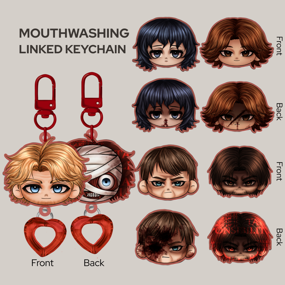 Mouthwashing Game Linked Keychain 5cm (Curly, Anya, Daisuke, Swansea ...