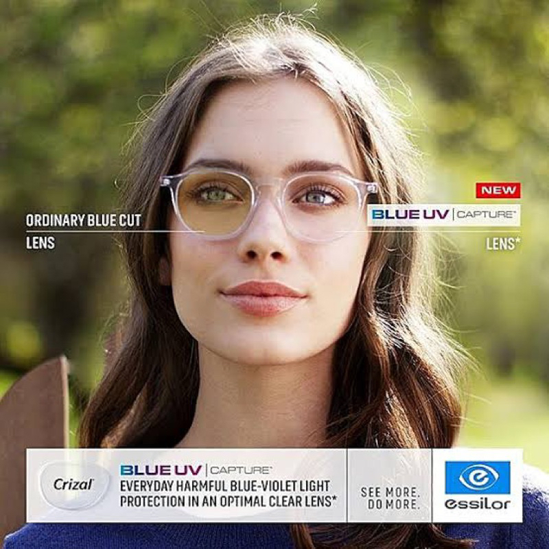 Essilor Blue UV Capture index 1.56 Minus/Cylinder Glasses Lenses (Anti ...
