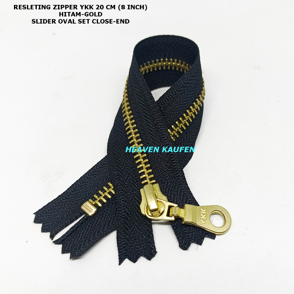 HITAM Ykk Zipper Zipper 20 cm Or 8 inch Type Iron Teeth Black - Gold ...