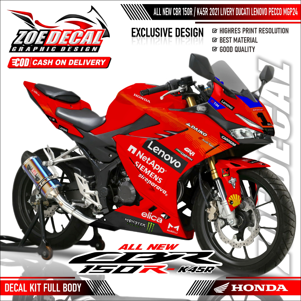 Latest full Body Decal Sticker for Honda CBR 150R K45R Livery/ Ducatti ...