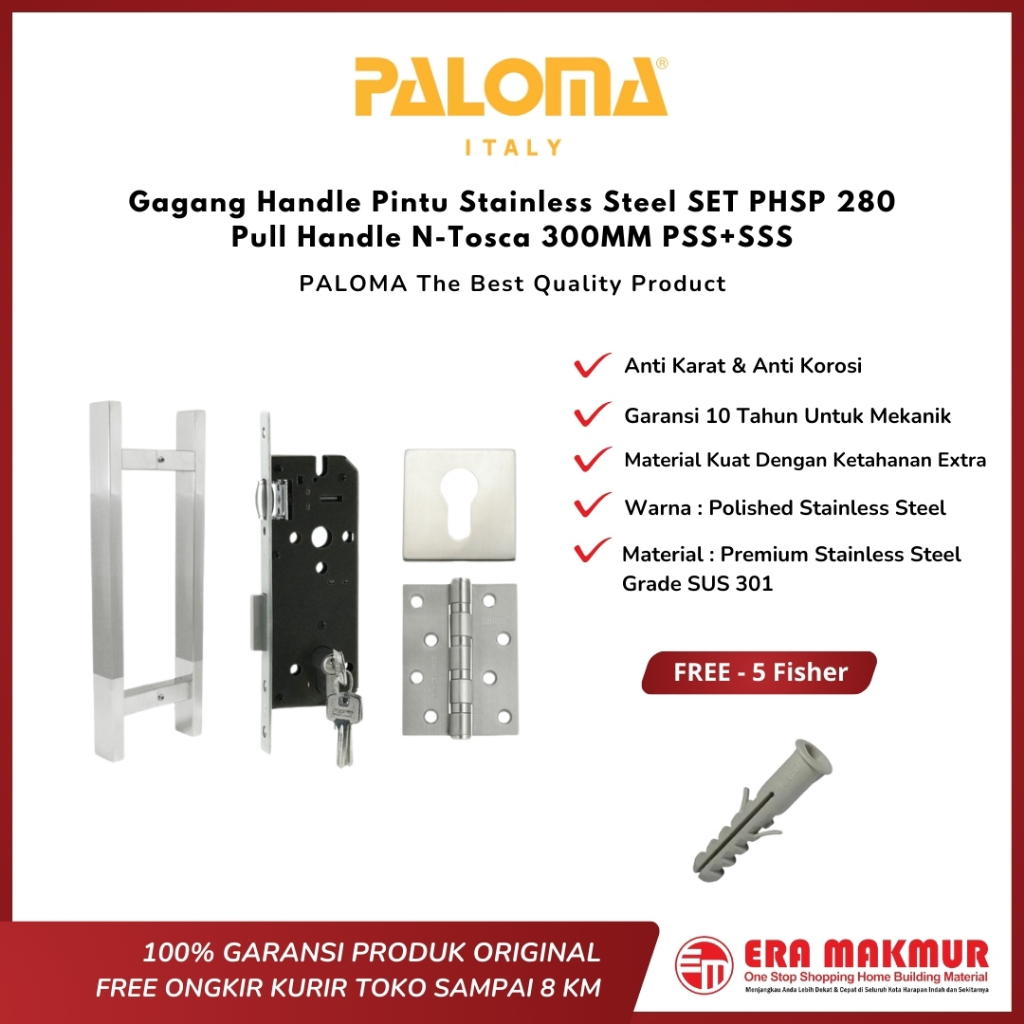 PALOMA - Stainless Steel Door Handle SET PHSP 280 Pull Handle N-Tosca ...