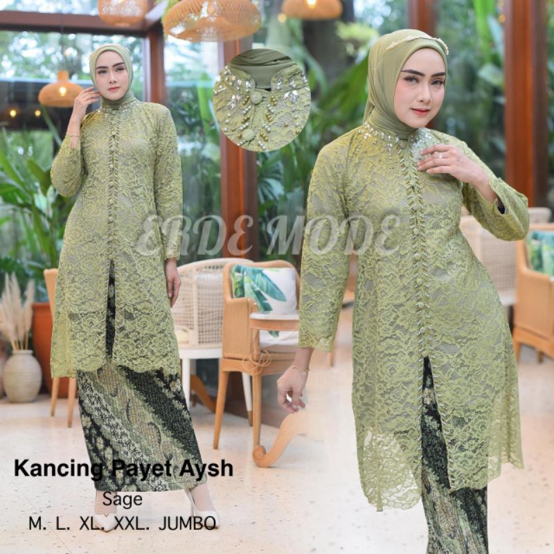 JUMBO KEBAYA SET LD 120 130 AYSAH SEQUENCE BROCADE BUTTONS MODEL ...