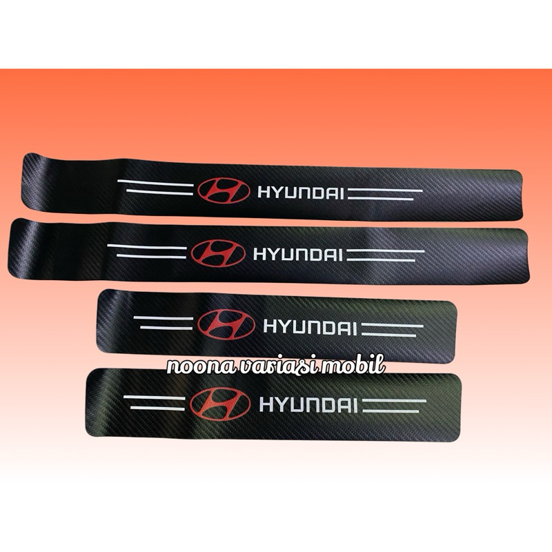 Car Side Sillplate Sticker carbon motif hyundai logo 4pcs universal ...