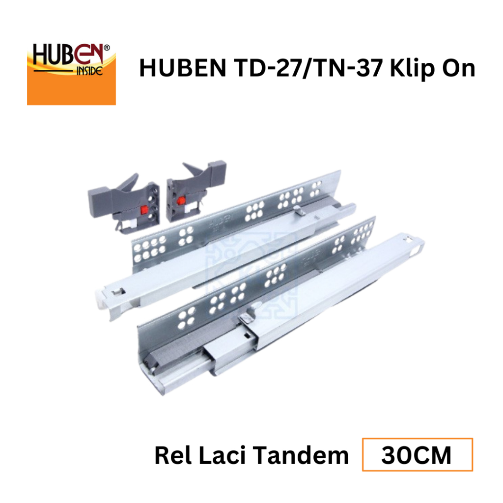 Tandem Drawer Rail Clip On Full Extension HUBEN TD-27 or TN 37 - 30 Cm ...