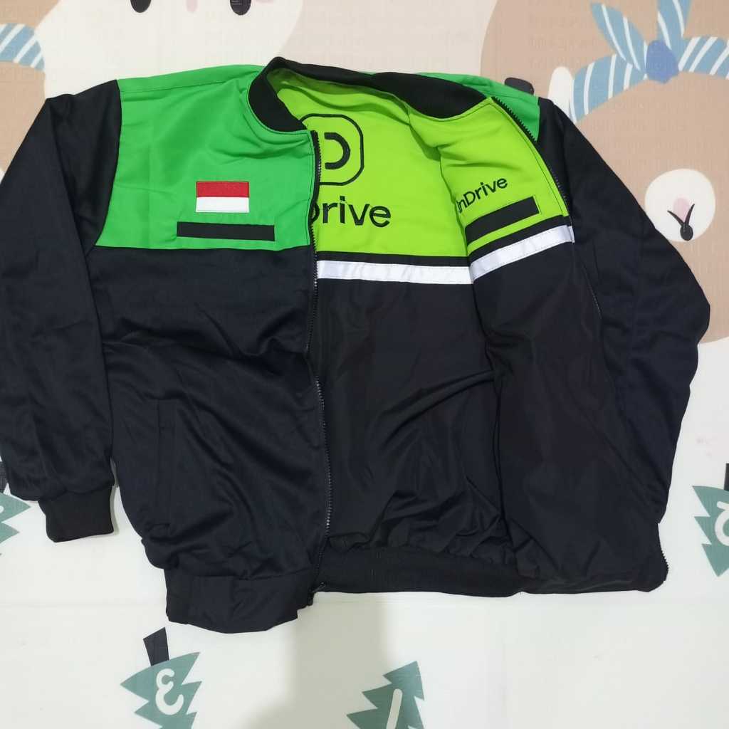 HITAM Grab AND INDRIVE CHAMPION JACKET HALF BLACK WATERPROOF REAL PICT ...