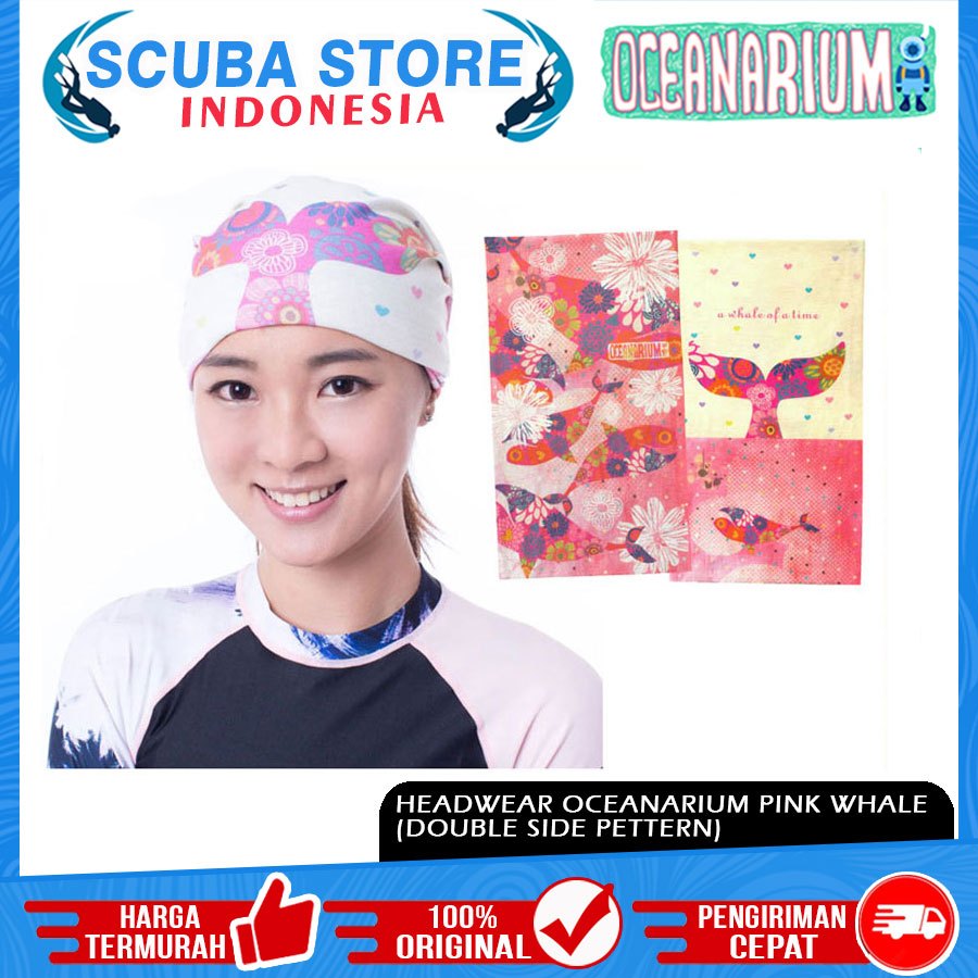Headwear Oceanarium Pink Whale Bandana Headwear Scraf Animal Character ...