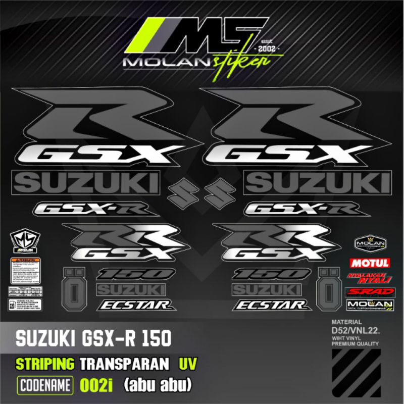 Decal Sticker Striping Transparent Variation Uv Suzuki Gsx R 150 Gsx RR ...