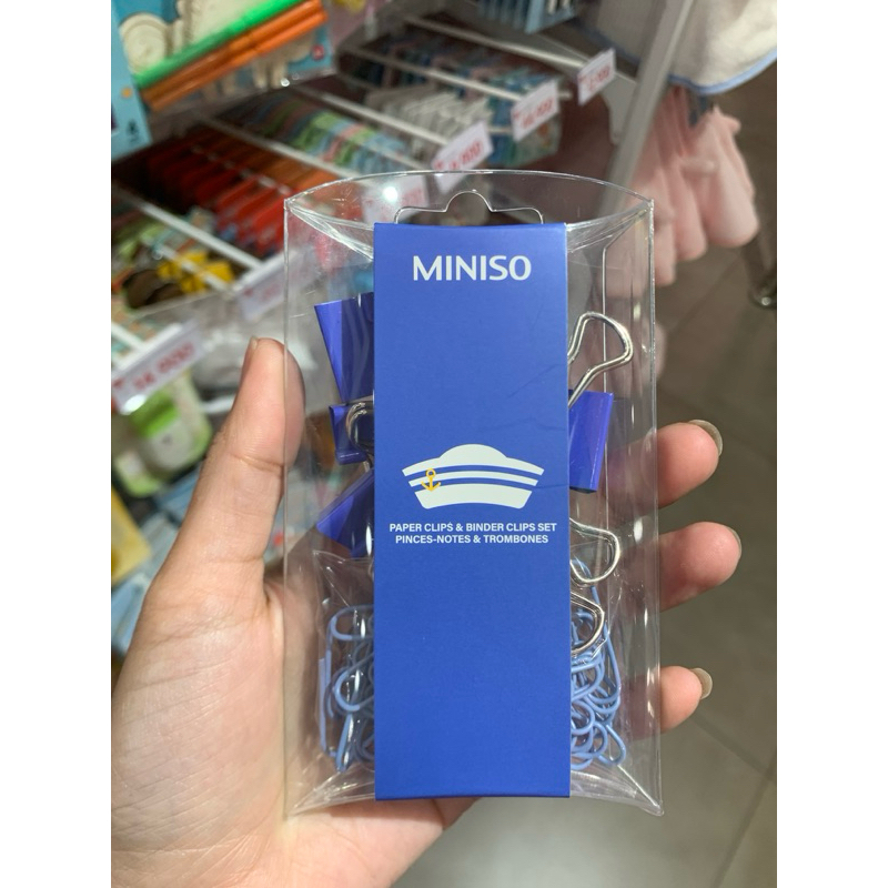 Miniso Navy Blue Series Paper Clips & Binder Clips Set | Shopee Philippines