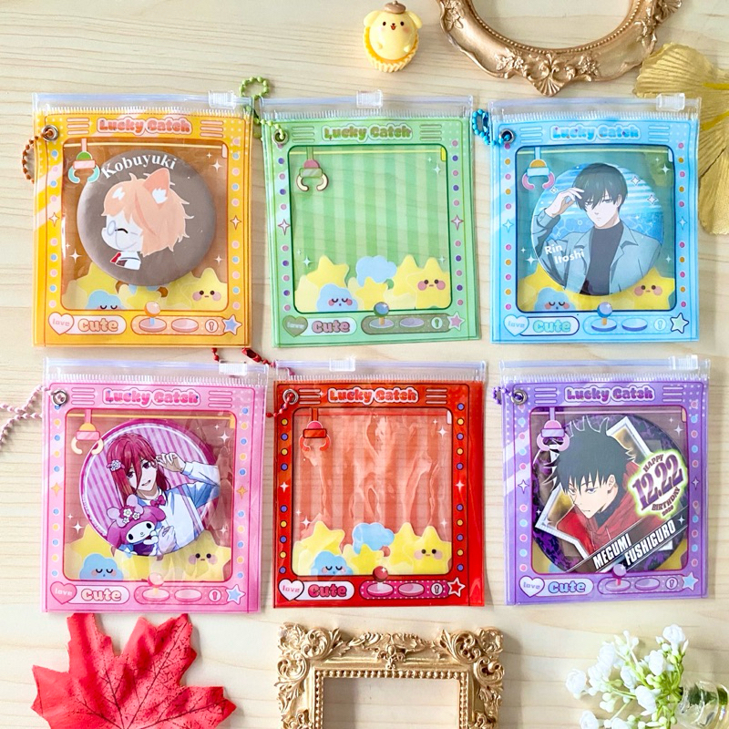 GANTUNGAN Mini PVC pouch Arcade Game style keychain Badge pin protector ...