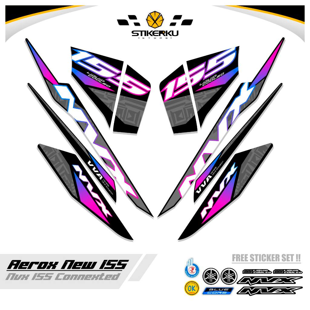 STICKER AEROX 155 NEW / MTF 24 / STRIPING AEROX CONNECTED / STICKERS ...