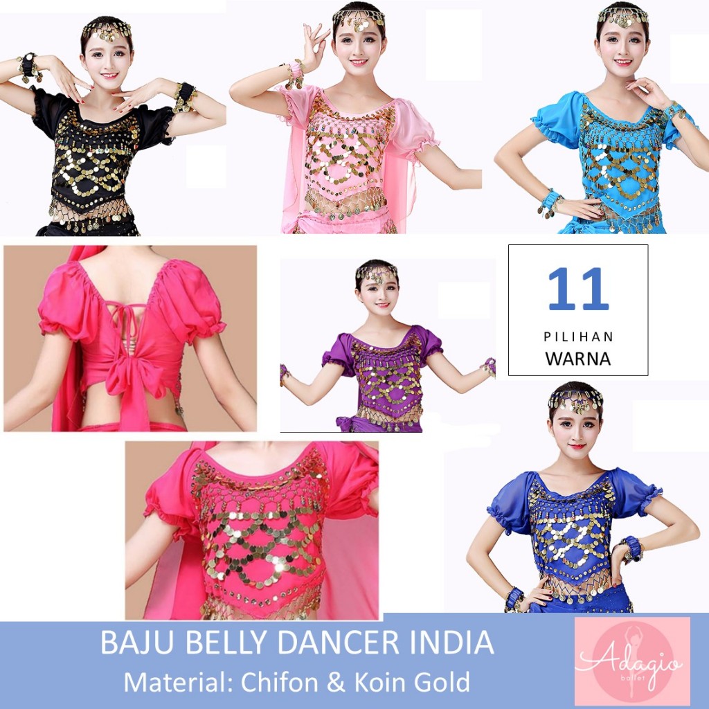 Indian STOMACH DANCE TOP BALLOON SLEEVES BELLY DANCE TOP INDIAN TRIBAL ...