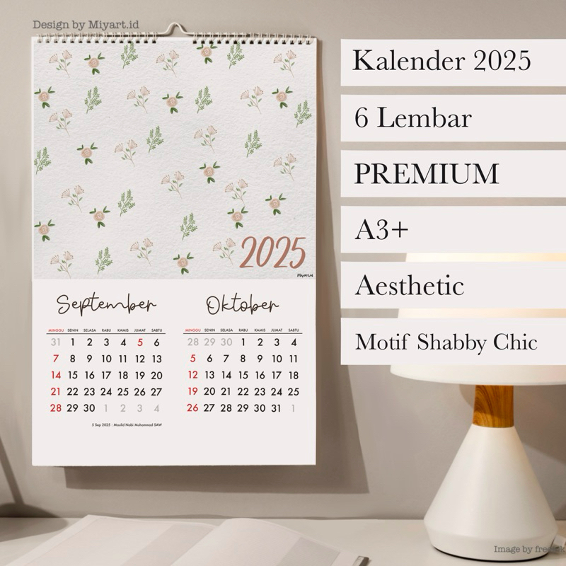 Shabby Chic Motif Wall Calendar 2025 | Complete 2025 Calendar ...