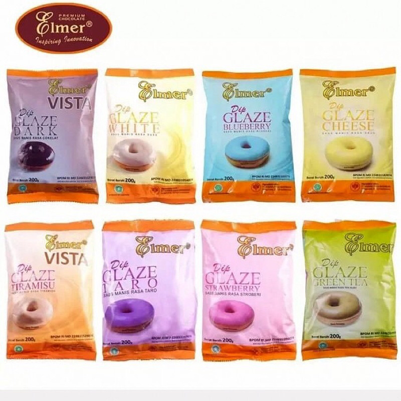 Elmer Dip Glaze 200g Chocolate Donut Topping Jam Taro Tiramisu ...
