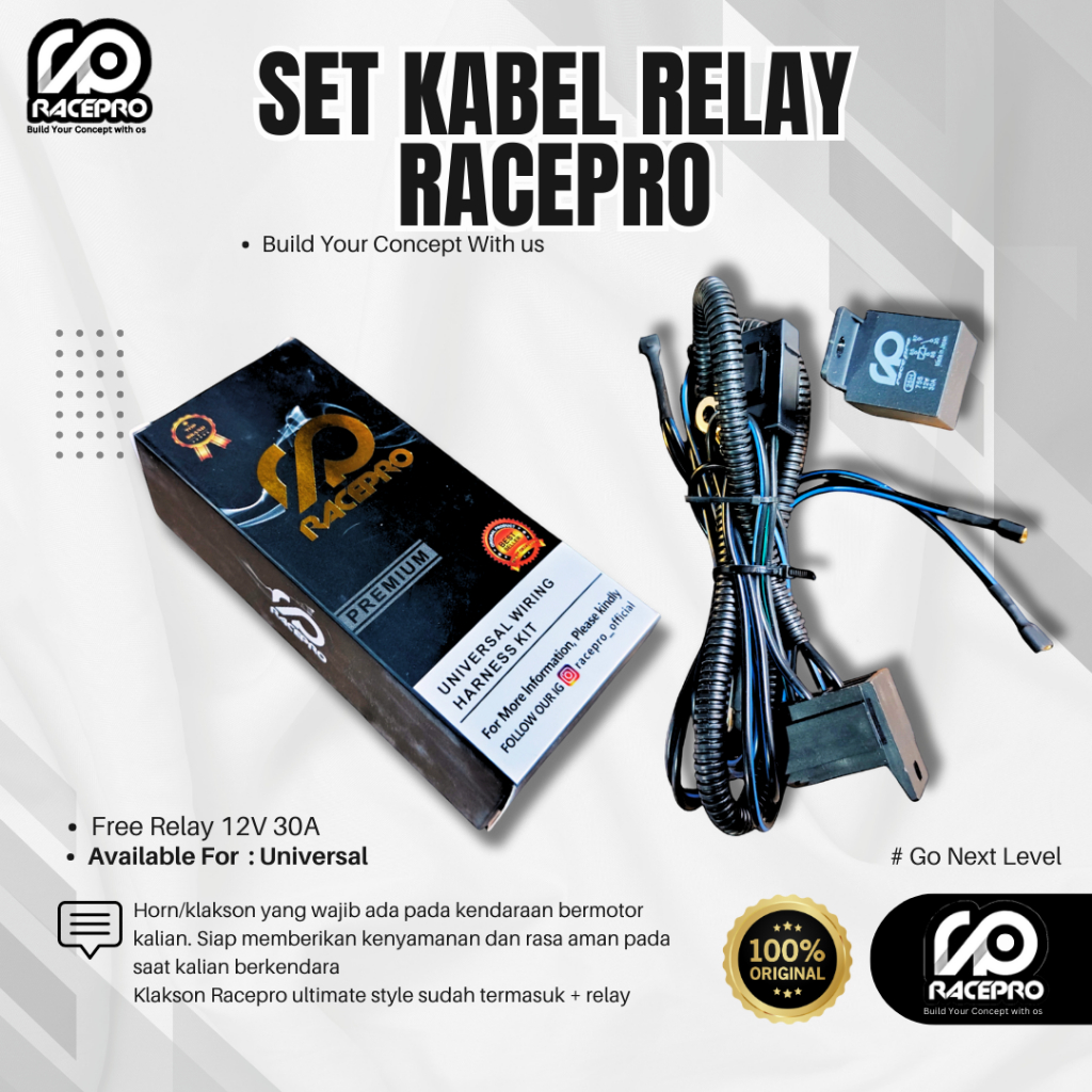 Original RACEPRO HORN RELAY KIT CABLE SET RACEPRO PREMIUM CAR HORN ...