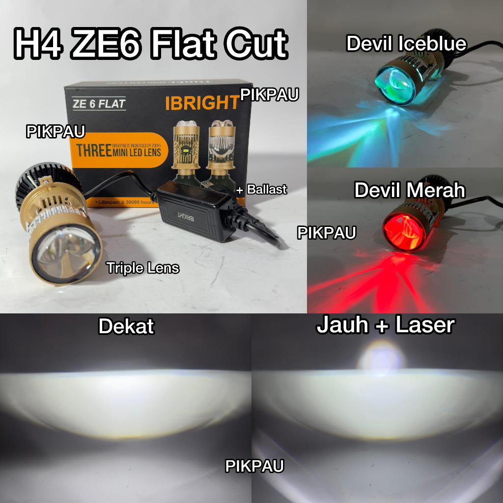 IBRIGHT Headlight H4 ZE6 Flat Triple Lens Laser Plus Devil Eye | Shopee Philippines