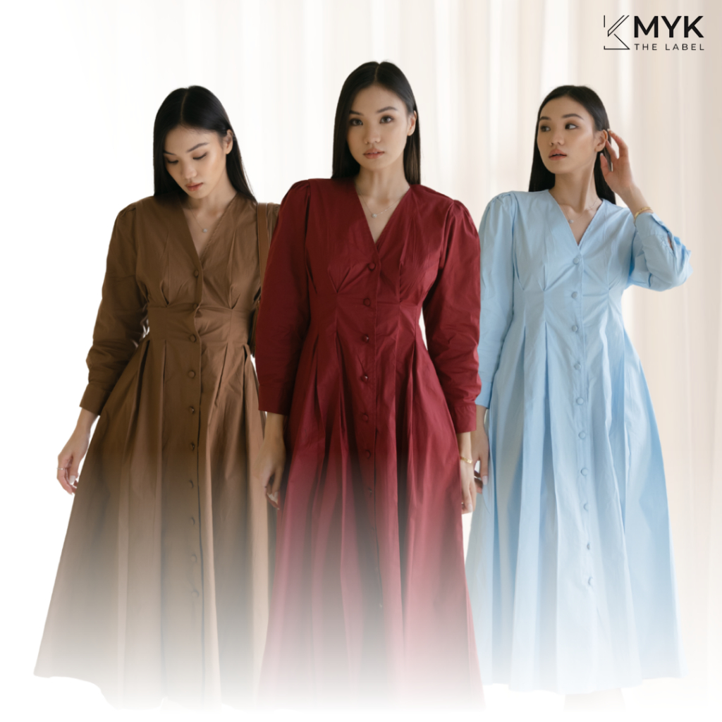 Myk Thelabel Women's Costa Midi Dress Minimalist Basic Chinese New Year Christmas Party KStyle ...