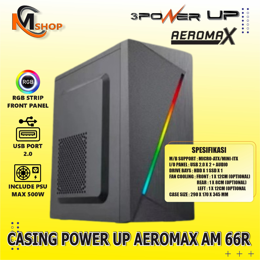 Aeromax Micro ATX POWER UP PC Casing with PSU 500W | Shopee Philippines