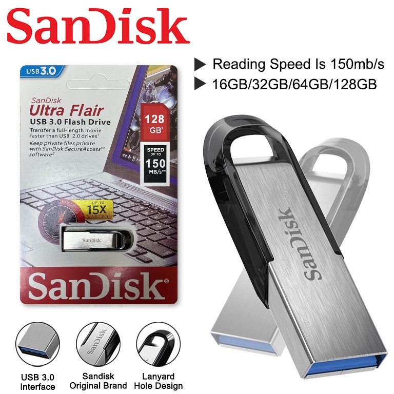 New Stock Flashdisk Sandisk Ultra Flair CZ73 USB 3 High Speed Drive U ...
