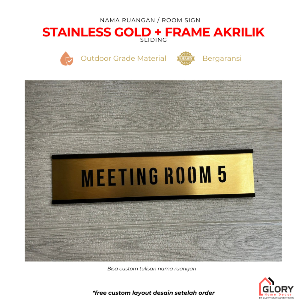 Ghd Room Name / Room Sign Sliding Laser Cut Stainless Gold + Custom ...